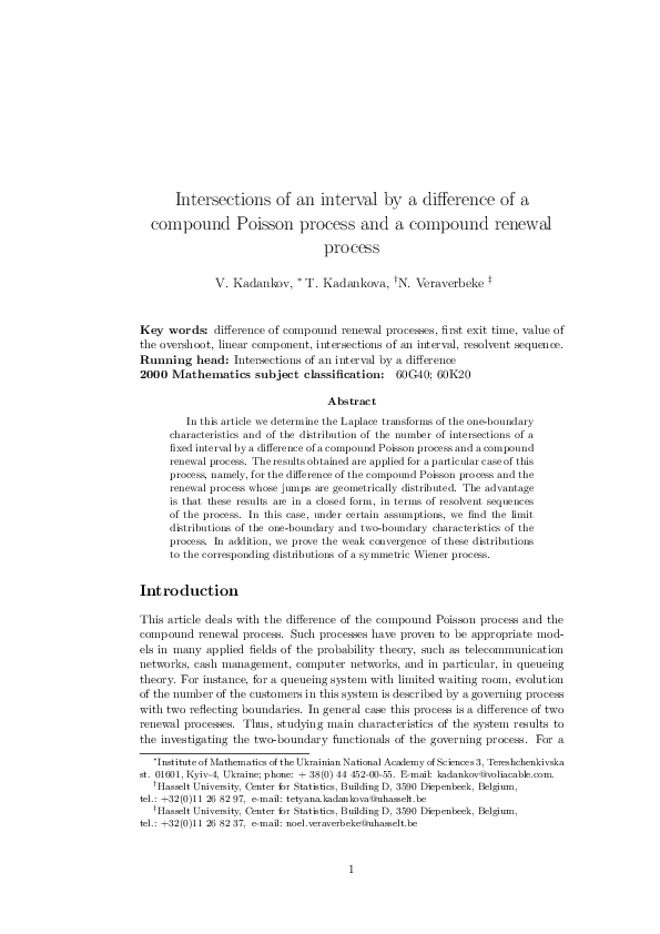 (PDF) Intersections of an Interval By a Difference of a Compound ...