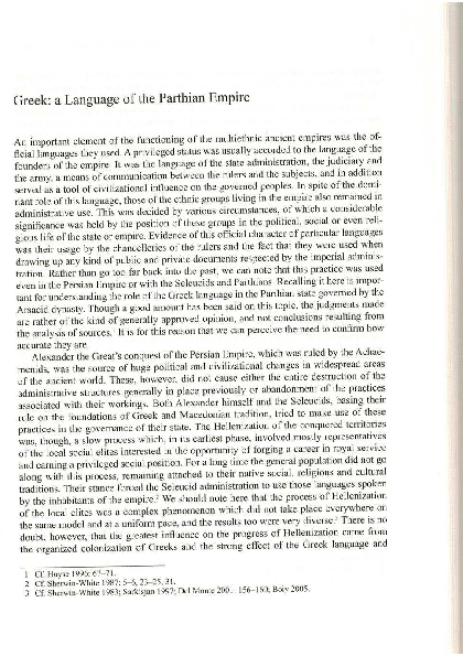(PDF) Greek: a Language of the Parthian Empire, in: E. Dabrowa, Studia ...
