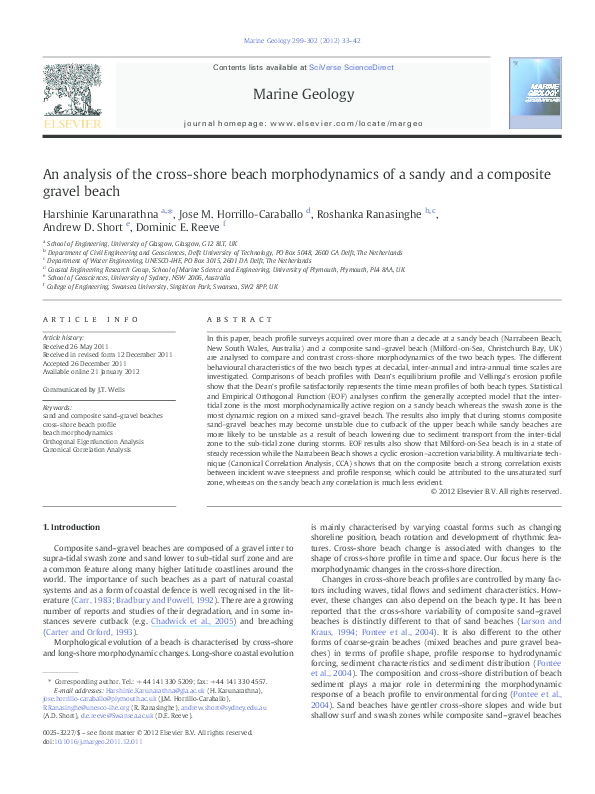 (PDF) An analysis of the cross-shore beach morphodynamics of a sandy and a composite gravel beach