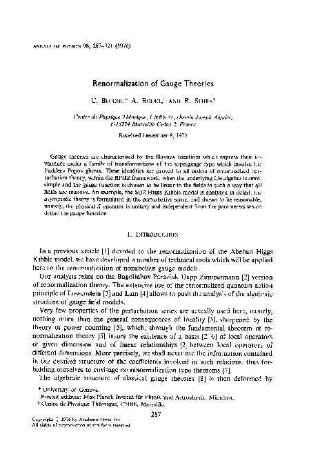(PDF) Renormalization of gauge theories