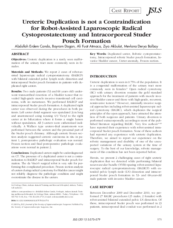 (PDF) Ureteric Duplication is not a Contraindication for Robot-Assisted ...