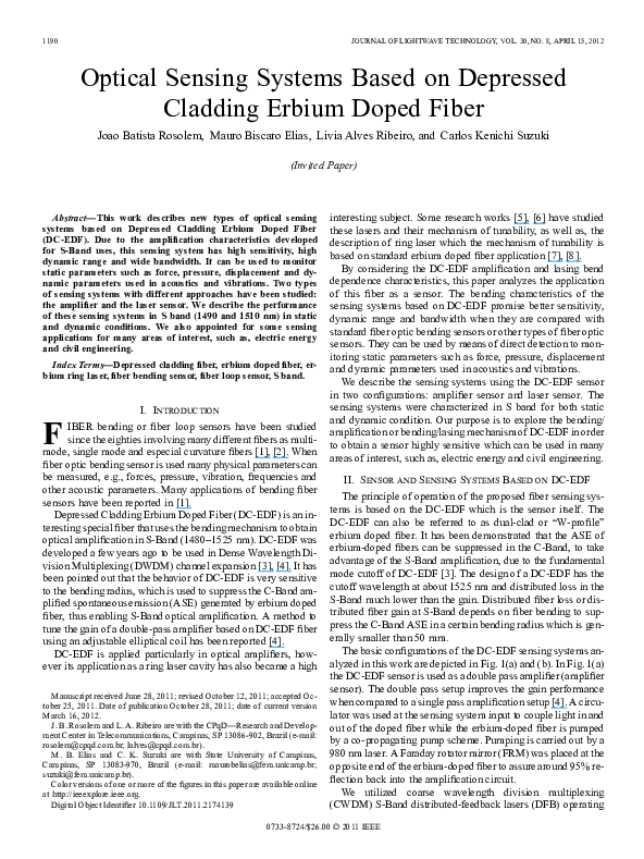 (PDF) Optical Sensing Systems Based on Depressed Cladding Erbium Doped ...