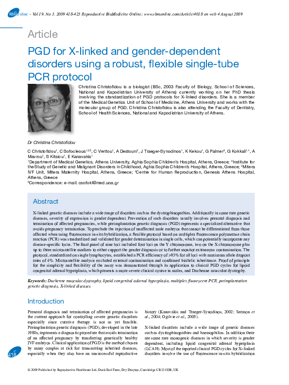 (PDF) PGD for X-linked and gender-dependent disorders using a robust ...