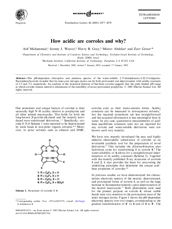 (PDF) How acidic are corroles and why?