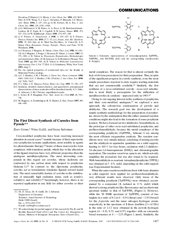 (PDF) The First Direct Synthesis of Corroles from Pyrrole