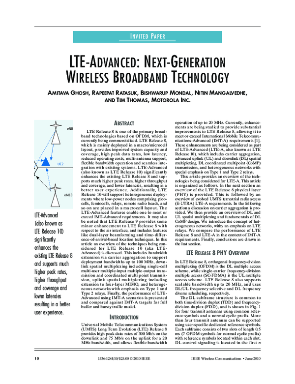 Pdf Lte Advanced Next Generation Wireless Broadband Technology [invited Paper