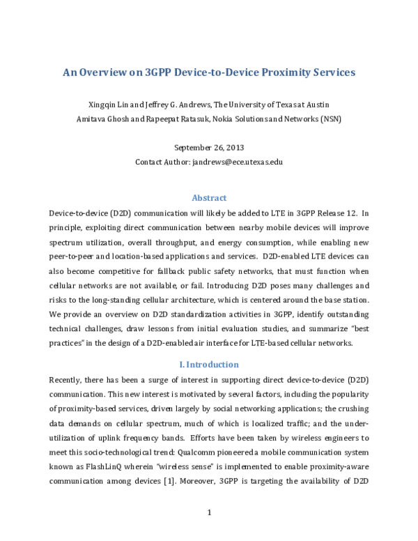 (PDF) An overview of 3GPP device-to-device proximity services