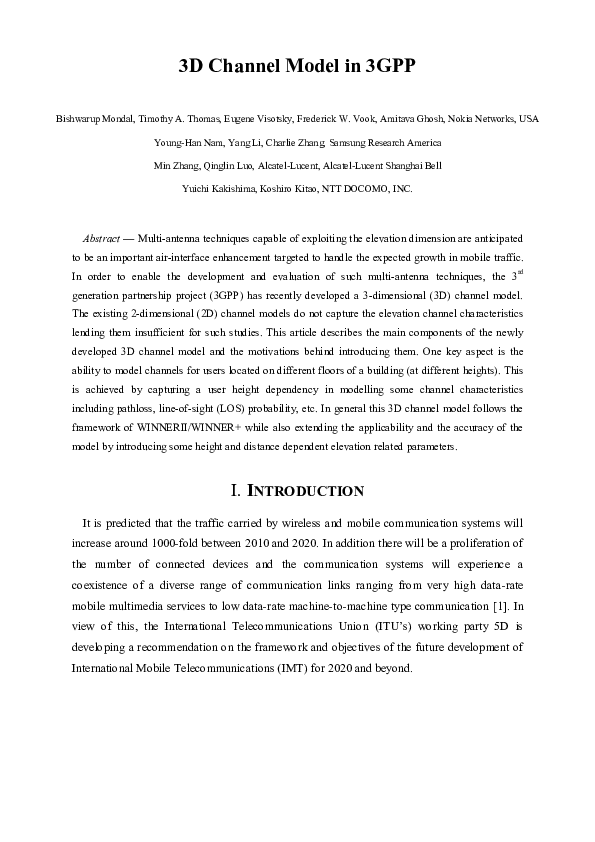 (PDF) 3D channel model in 3GPP