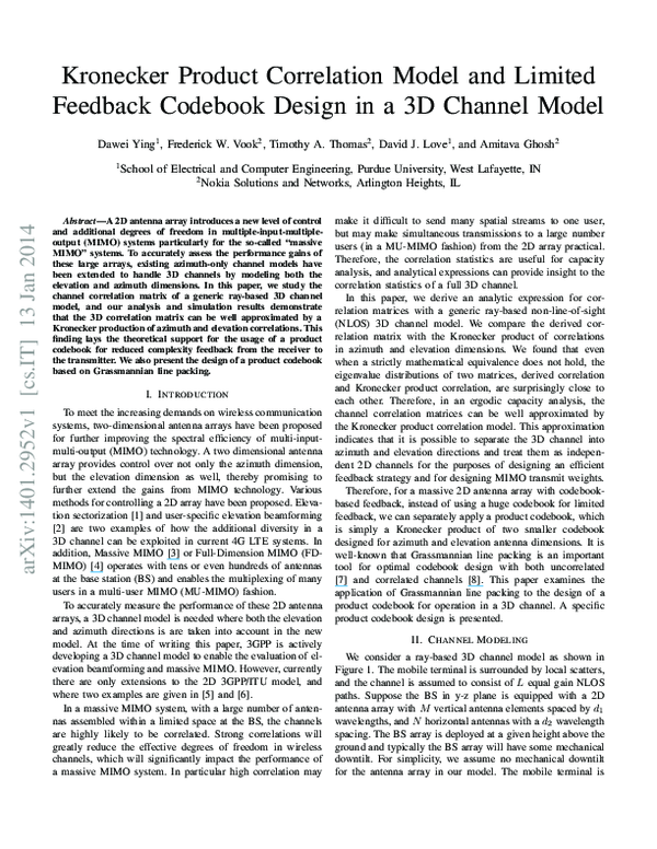 (PDF) Kronecker product correlation model and limited feedback codebook ...