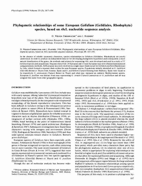 (PDF) Phylogenetic relationships of some European Gelidium (Gelidiales ...