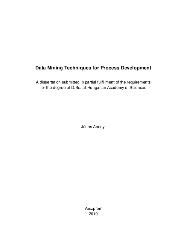 (PDF) Data Mining Techniques for Process Development