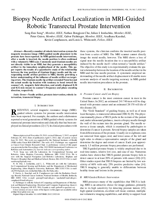 (PDF) Biopsy Needle Artifact Localization in MRI-Guided Robotic ...