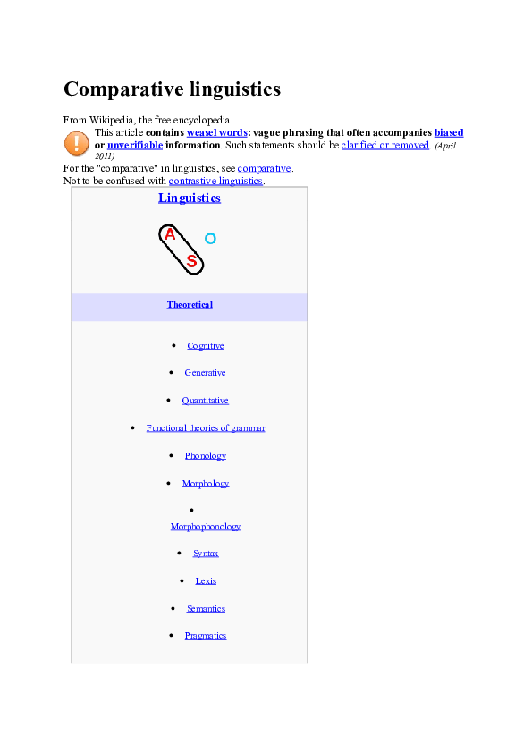 (DOC) Comparative linguistics Linguistics