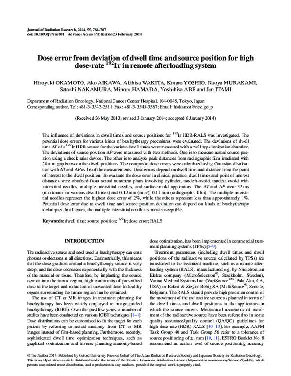 (PDF) Dose error from deviation of dwell time and source position for ...