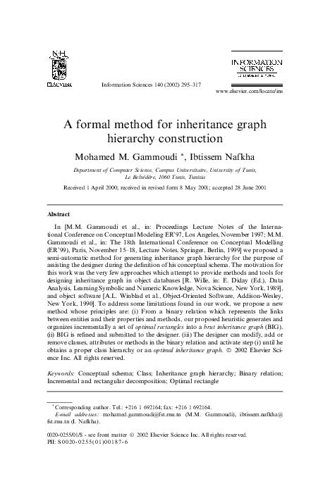 (PDF) A formal method for inheritance graph hierarchy construction