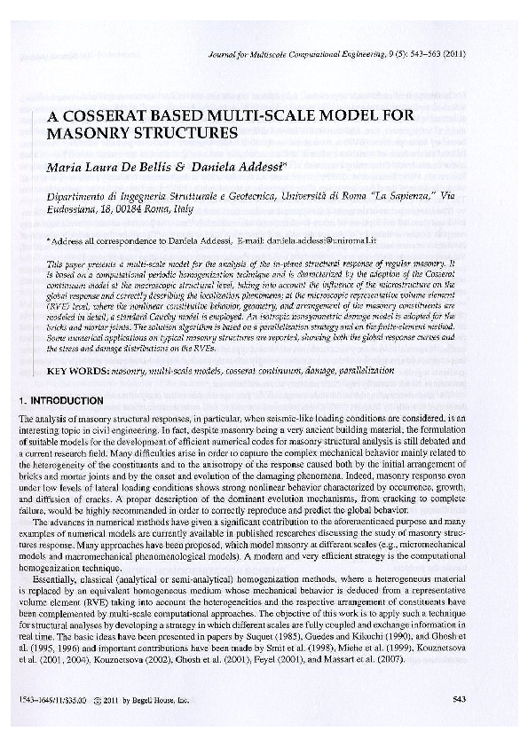 (PDF) A COSSERAT BASED MULTI-SCALE MODEL FOR MASONRY STRUCTURES