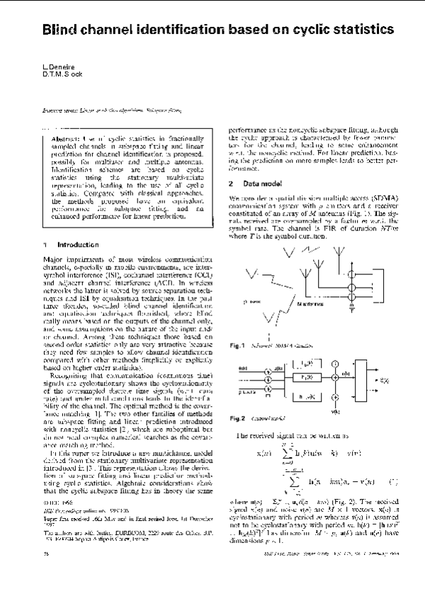 (PDF) Blind channel identification based on cyclic statistics