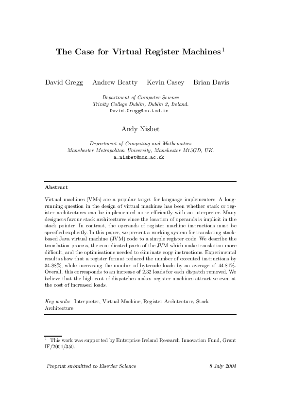 (PDF) The case for virtual register machines
