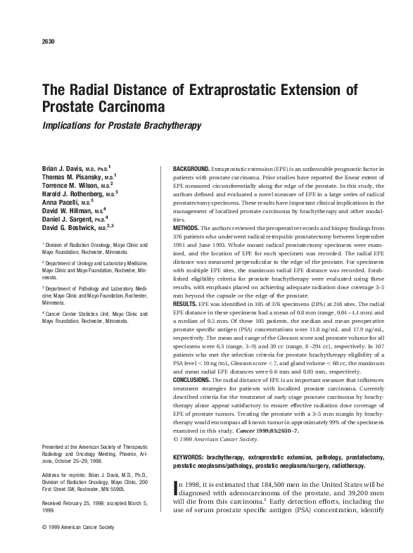 (PDF) The radial distance of extraprostatic extension of prostate carcinoma