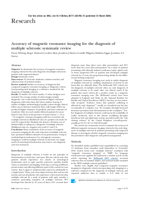 (PDF) MRI criteria for the diagnosis of multiple sclerosis: MAGNIMS ...