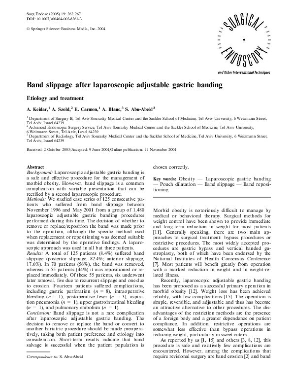 (PDF) Band slippage after laparoscopic adjustable gastric banding ...