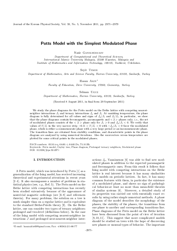(PDF) Potts Model with the Simplest Modulated Phase