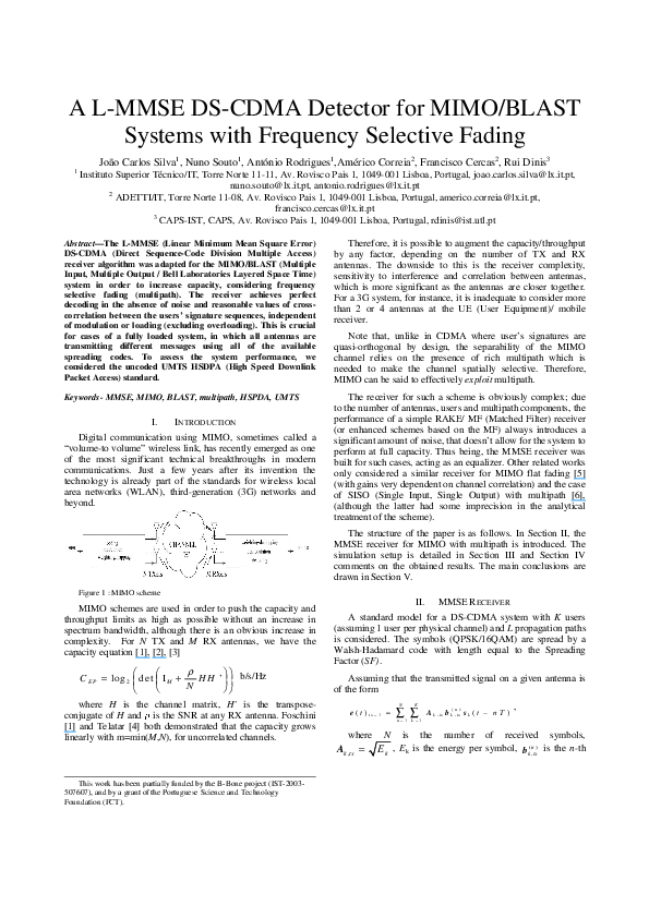 (PDF) A L-MMSE DS-CDMA Detector for MIMO/BLAST Systems with Frequency Selective Fading