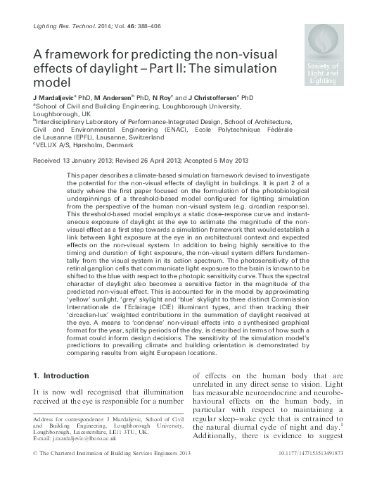 (PDF) A framework for predicting the non-visual effects of daylight ...
