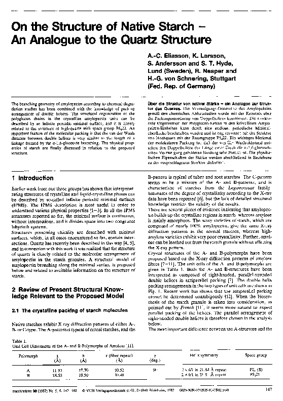 (PDF) On the Structure of Native Starch — An Analogue to the Quartz ...