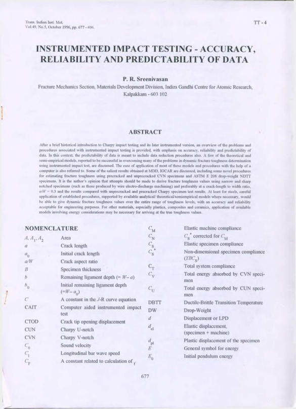 (PDF) Instrumented impact testing--accuracy, reliability and ...