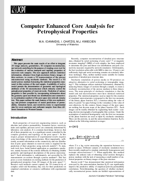 (PDF) Computer Enhanced Core Analysis For Petrophysical Properties