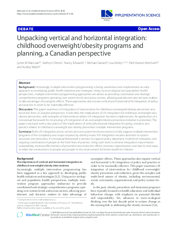 (PDF) Unpacking vertical and horizontal integration: childhood ...