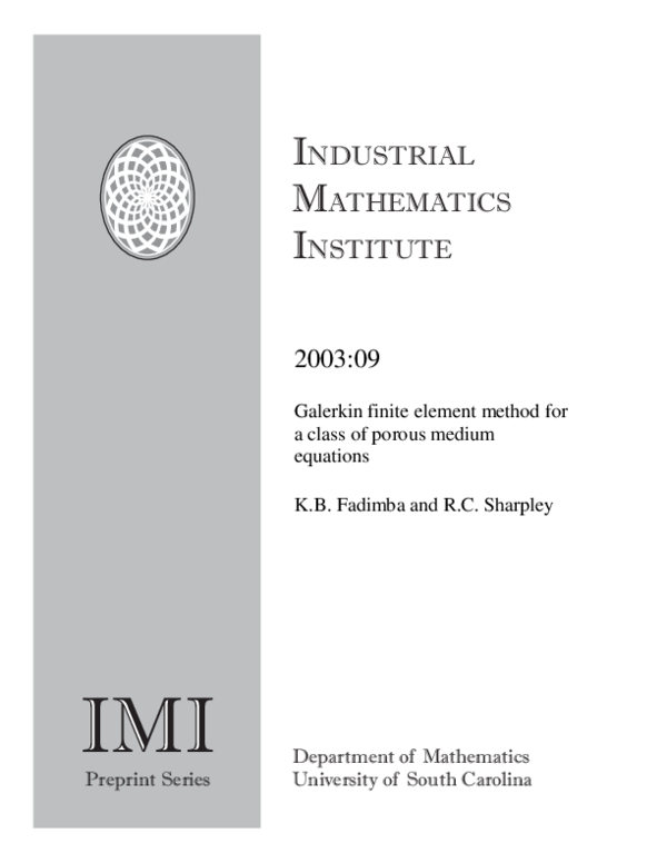 Pdf Galerkin Finite Element Method For A Class Of Porous Medium Equations