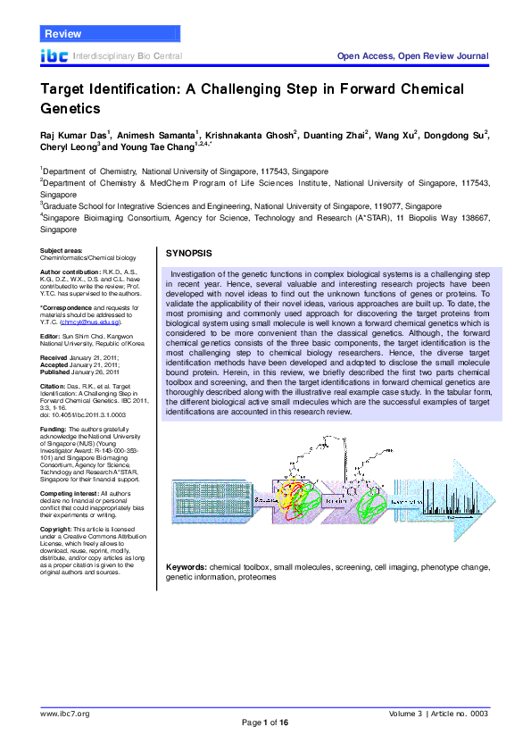 (PDF) Target Identification: A Challenging Step in Forward Chemical ...