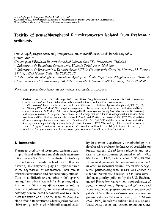 (PDF) Toxicity of pentachlorophenol for micromycetes isolated from ...