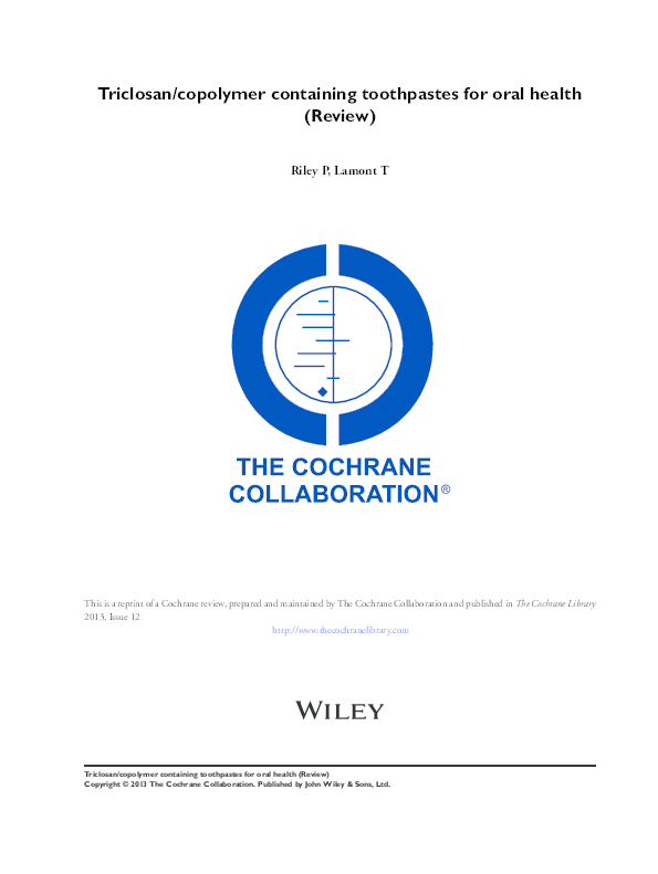 (PDF) Triclosan/copolymer containing toothpastes for oral health