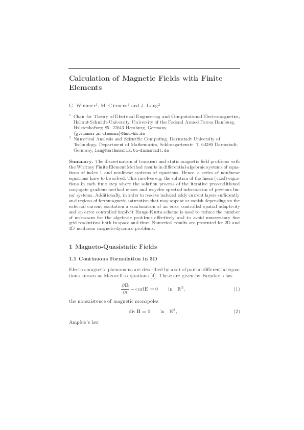 (PDF) Calculation of Magnetic Fields with Finite Elements
