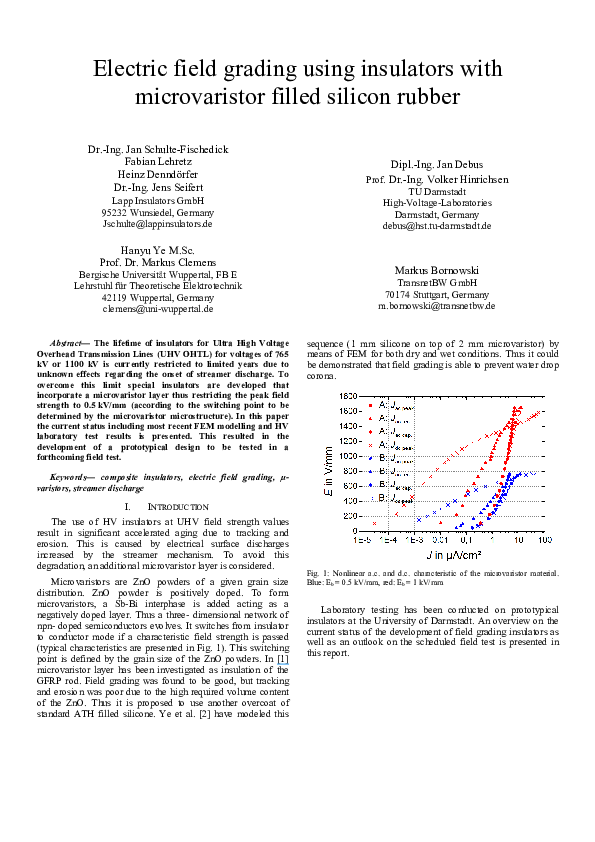 (PDF) Electric field grading using insulators with microvaristor filled ...