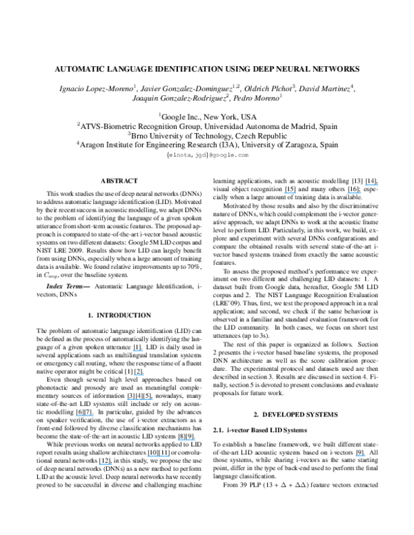 (PDF) Automatic language identification using deep neural networks