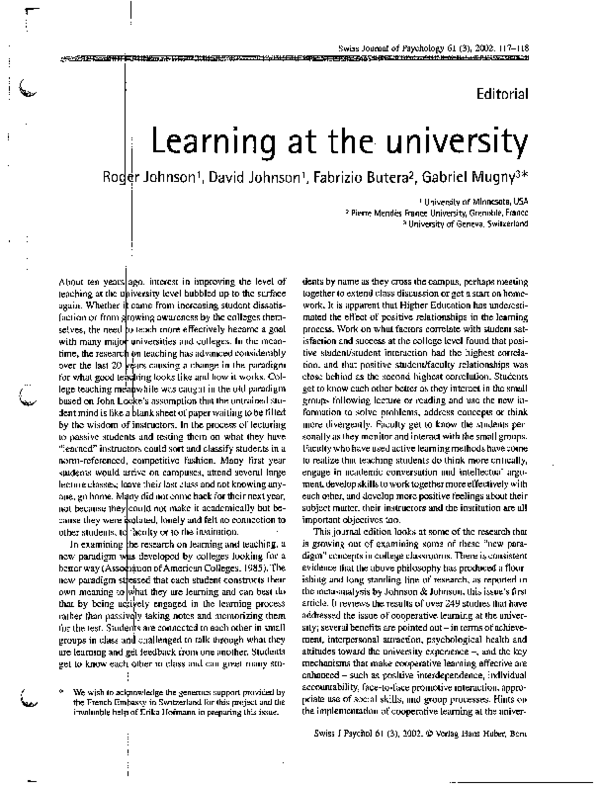 (PDF) Learning at the university