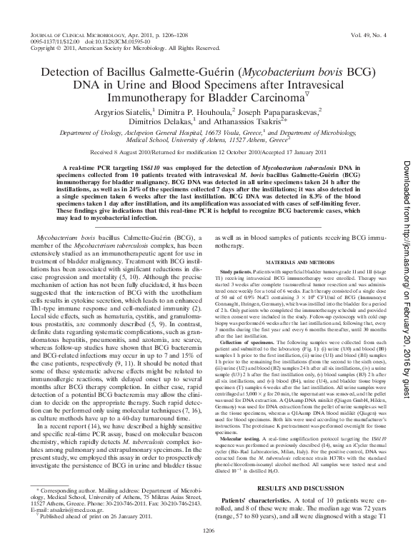 (PDF) Detection of Bacillus Galmette-Guerin (Mycobacterium bovis BCG ...