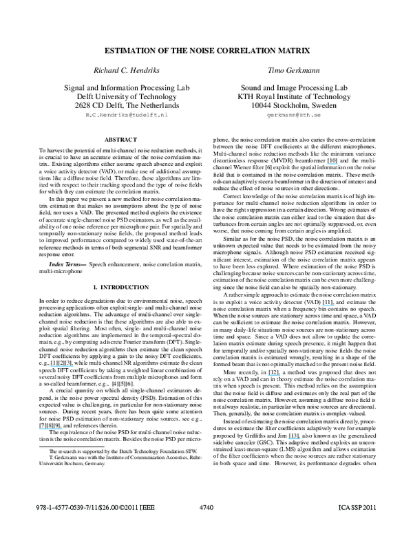 Pdf Estimation Of The Noise Correlation Matrix