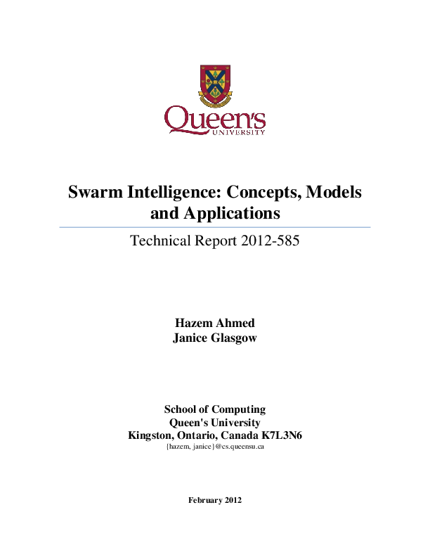 (PDF) Swarm Intelligence: Concepts, Models and Applications