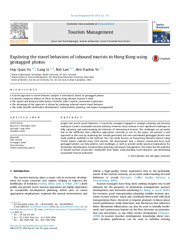 (PDF) Exploring the travel behaviors of inbound tourists to Hong Kong ...
