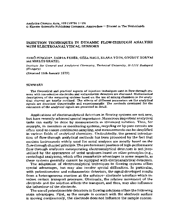 (PDF) Injection techniques in dynamic flow-through analysis with ...