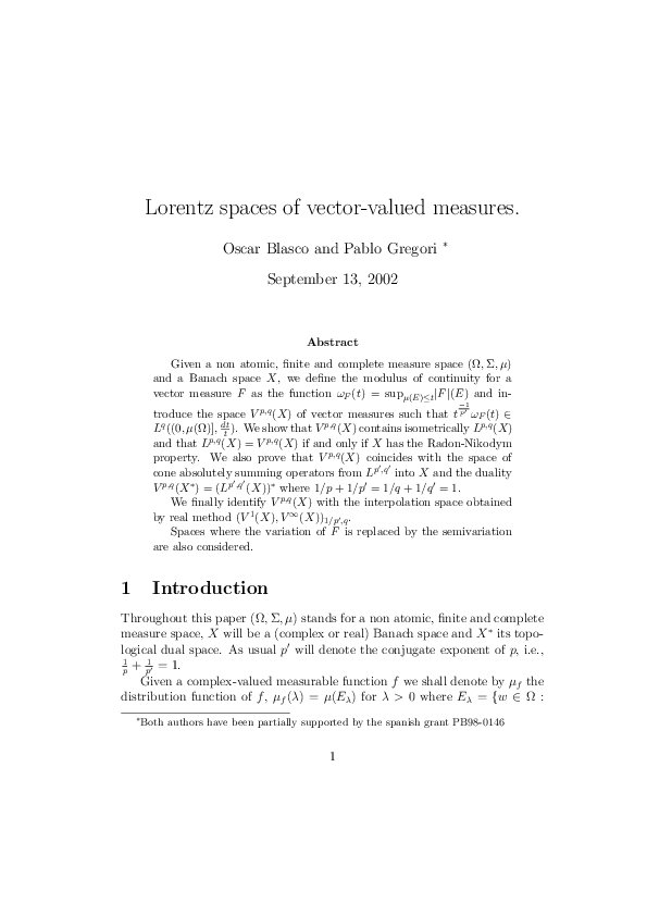 (PDF) Lorentz spaces of vector-valued measures