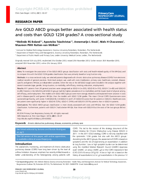 (PDF) Are GOLD ABCD groups better associated with health status and ...
