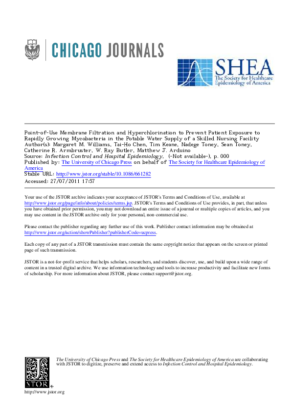 (PDF) Point-of-Use Membrane Filtration and Hyperchlorination to Prevent ...