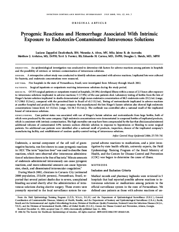 (PDF) Pyrogenic Reactions and Hemorrhage Associated With Intrinsic ...