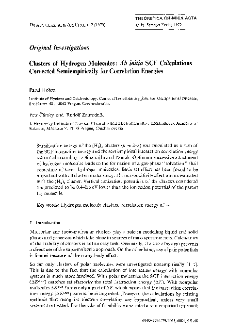 Clusters Of Hydrogen Molecules Ab Initio Scf Calculations Corrected